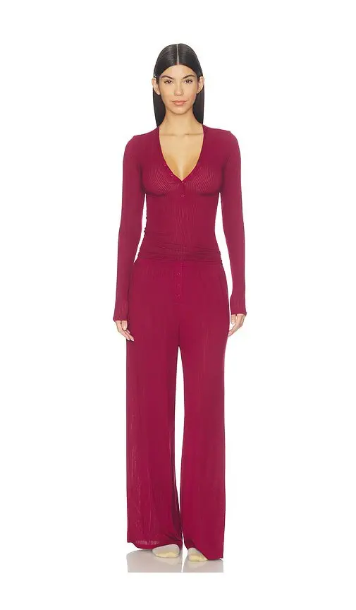 NEGATIVE UNDERWEAR Whipped Henley In Burgundy