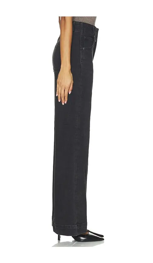 PISTOLA Lana Double Button Wide Leg Jeans In Black