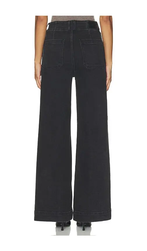 PISTOLA Lana Double Button Wide Leg Jeans In Black