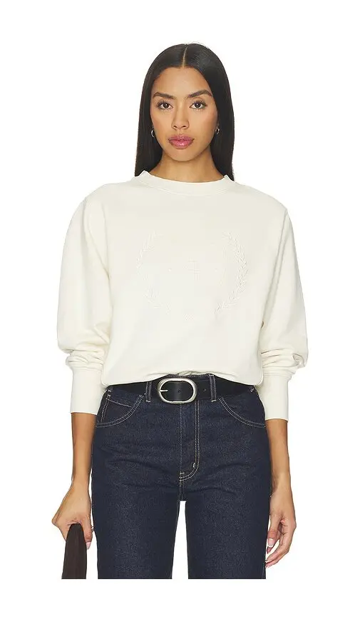 ANINE BING Harry Shrunken Signet Sweatshirt In Ivory - Ecru