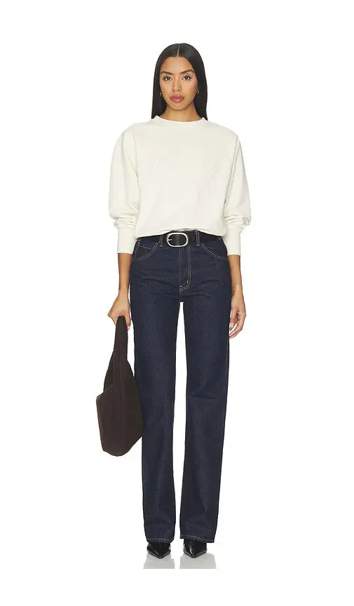 ANINE BING Harry Shrunken Signet Sweatshirt In Ivory