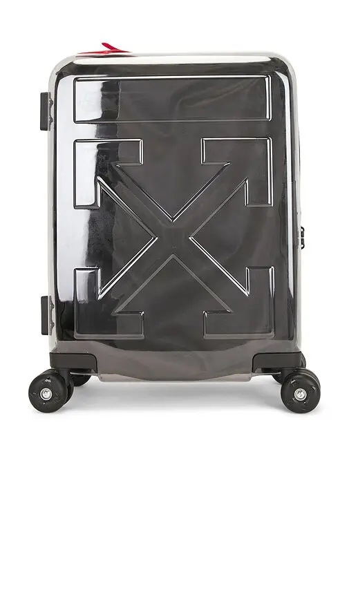 Off-White Quote Arrow Trolley Luggage + Stickers In Black