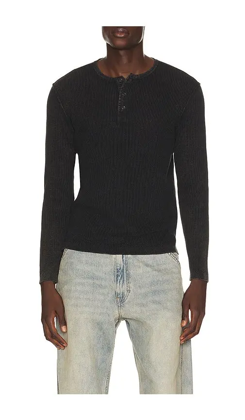 SCHOTT Stonewashed Henley Sweater