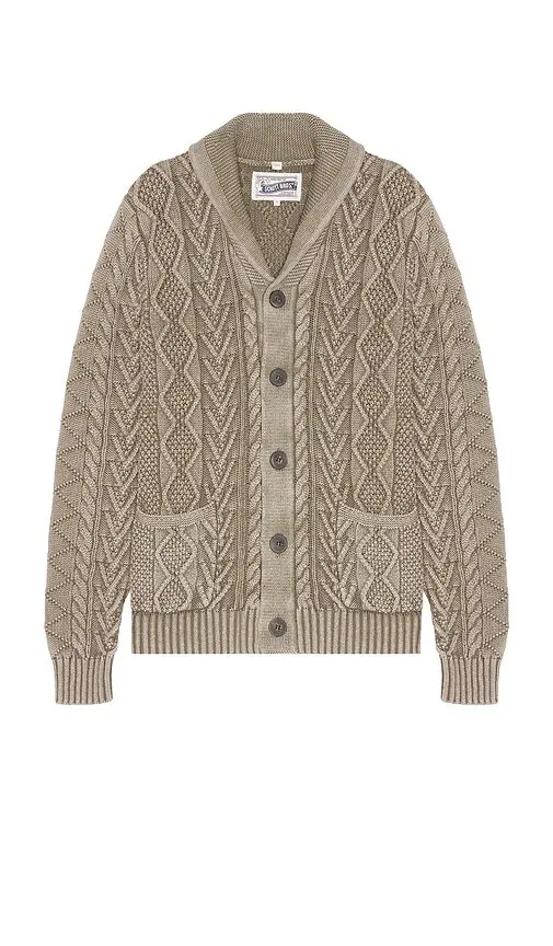 SCHOTT Cable Knit Cardigan In Green