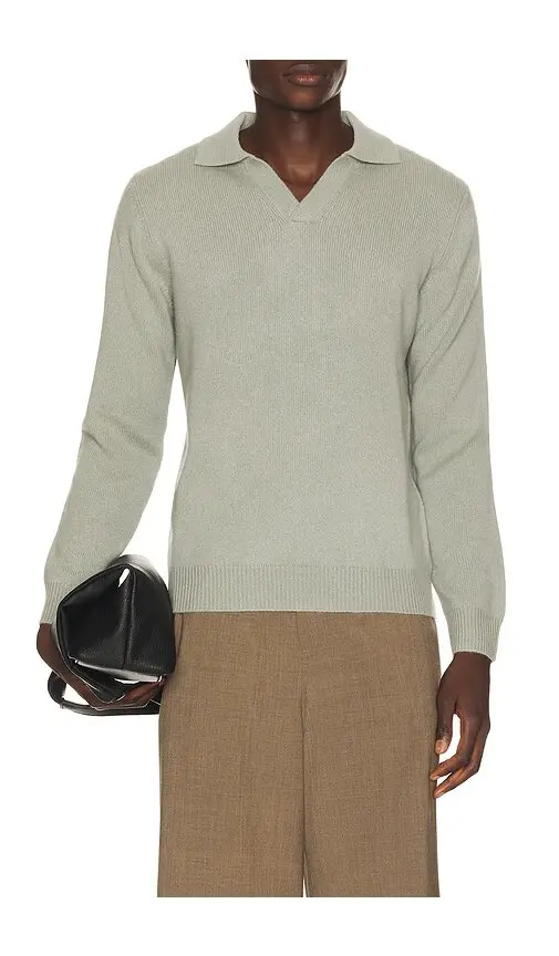 Soft Goat Polo In Grey - Grey Sage