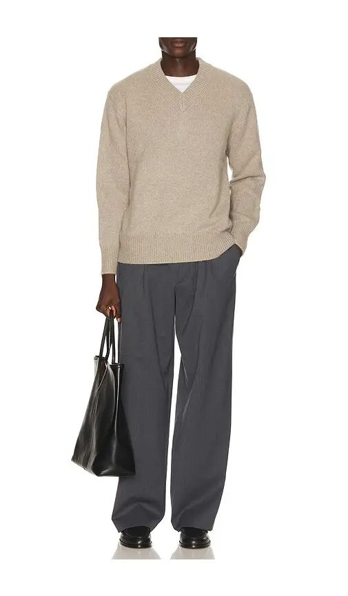 Soft Goat V Neck Sweater In Grey