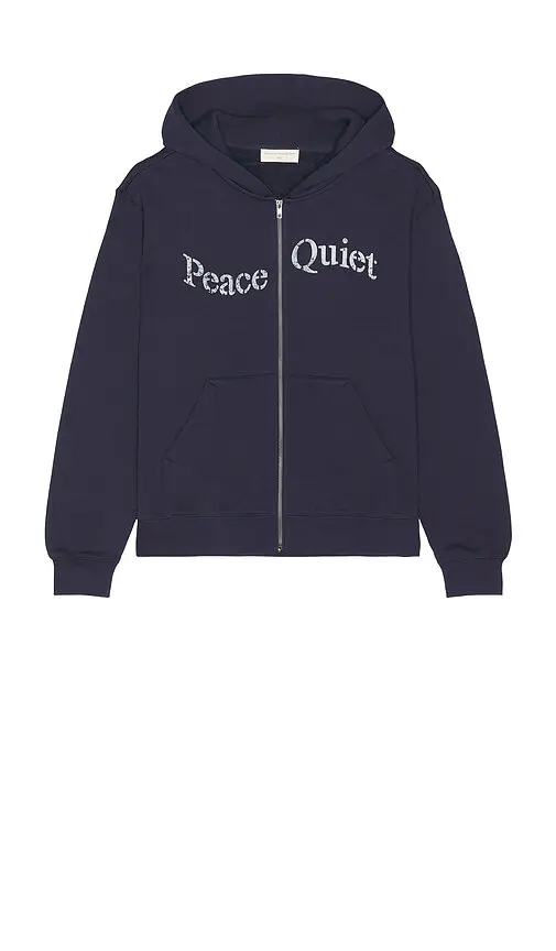 MUSEUM OF PEACE & QUIET Stencil Zip-up Hoodie In Blue