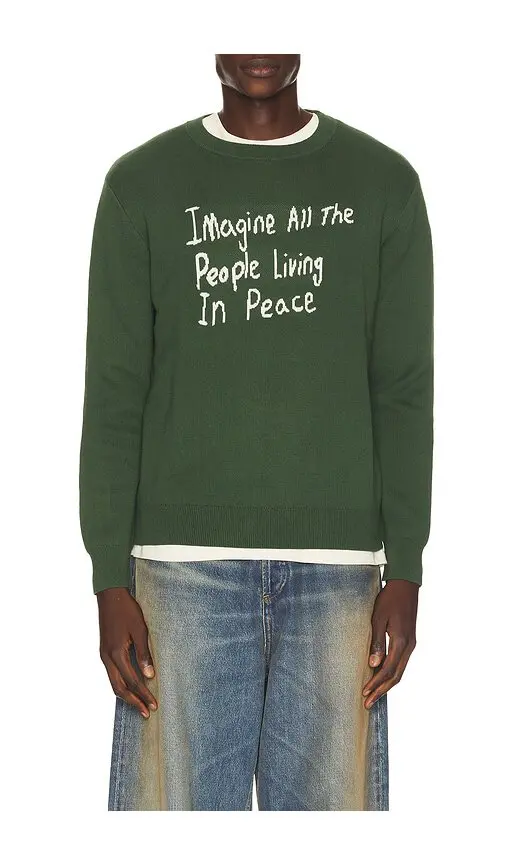 MUSEUM OF PEACE & QUIET Imagine Knit Sweater In Green - Pine