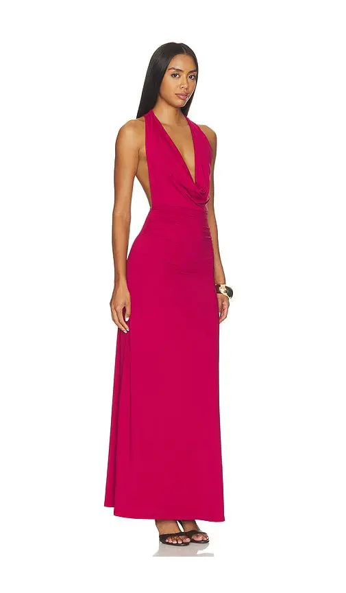 RUNAWAY THE LABEL Ivy Cowl Racerback Maxi Dress In Red