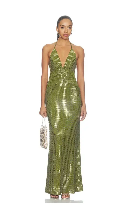 RUNAWAY THE LABEL Nara Deep V-neck Maxi Dress