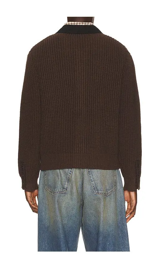 We11Done Contrast Collar Knit Cardigan