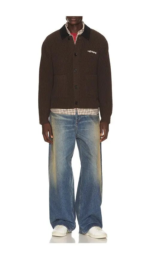 We11Done Contrast Collar Knit Cardigan