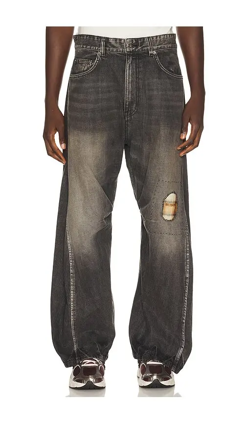 We11Done Repaired Checkcurved Denim Jeans