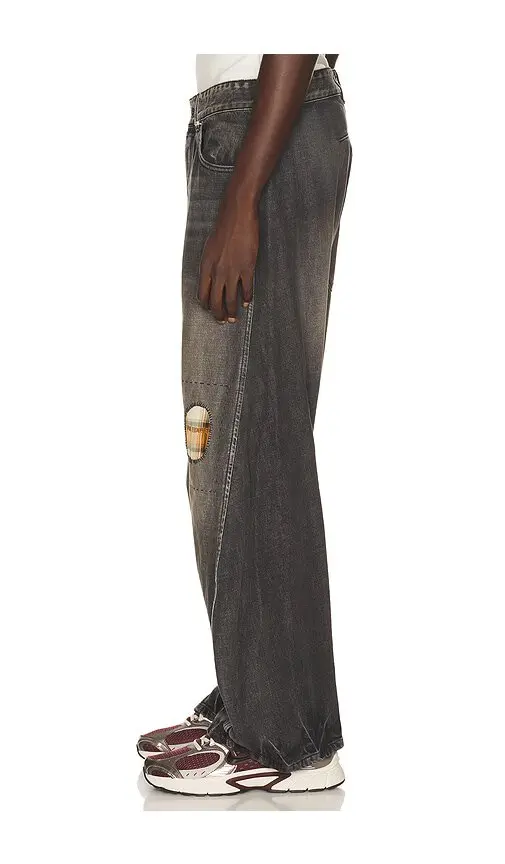 We11Done Repaired Checkcurved Denim Jeans