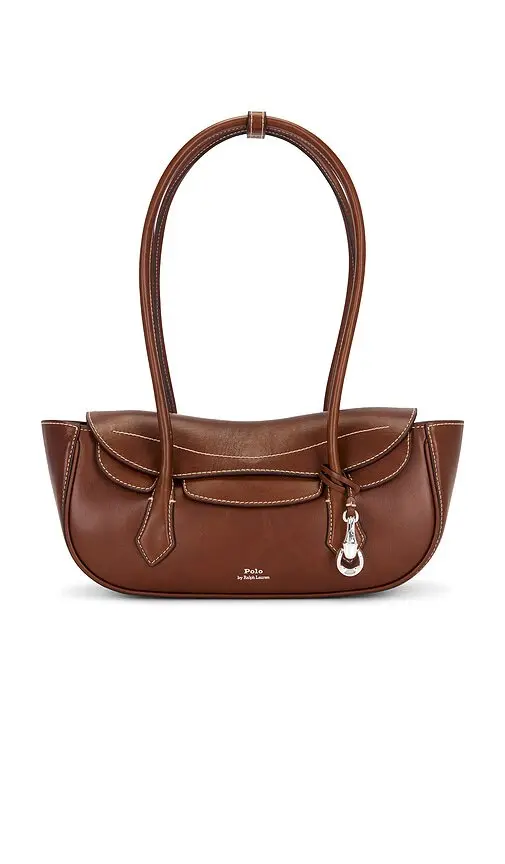 Polo Ralph Lauren Shiny Tumbled Calf Shoulder Bag In Brown