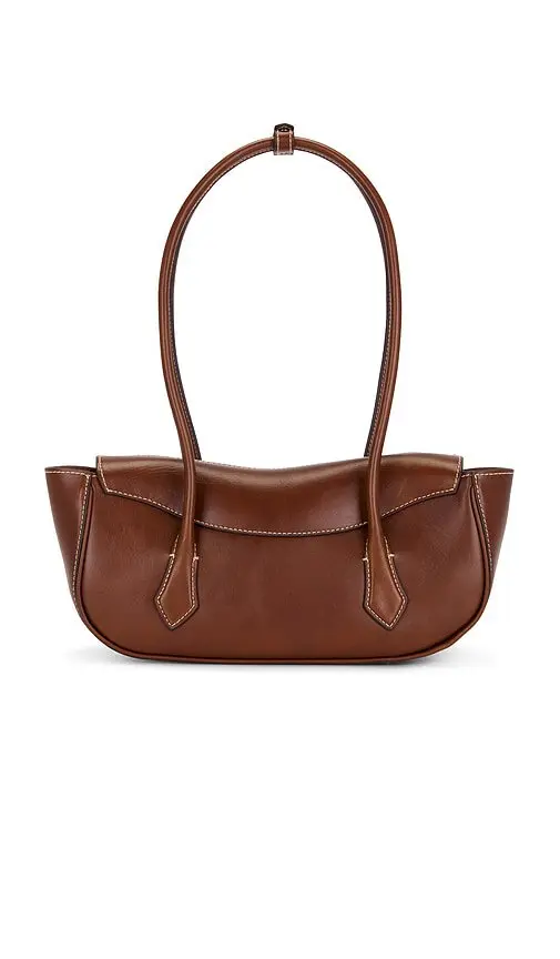 Polo Ralph Lauren Shiny Tumbled Calf Shoulder Bag In Brown