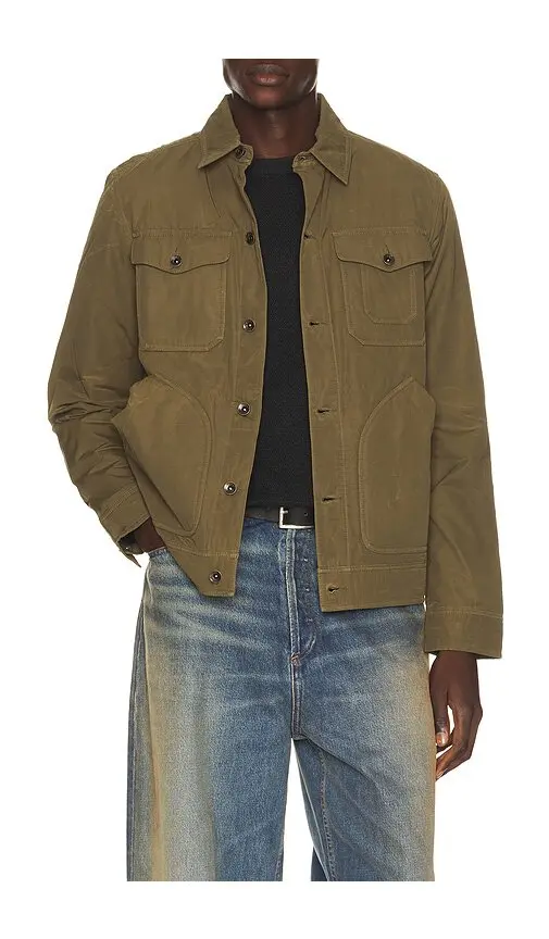 Faherty Brand Frontier Trucker Jacket In Green