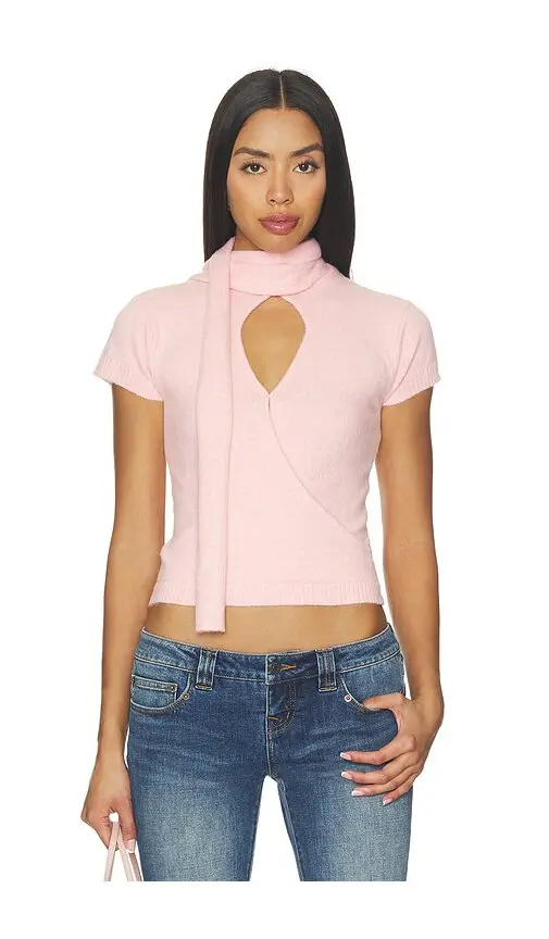 GUIZIO Knit Ara Top In Pink