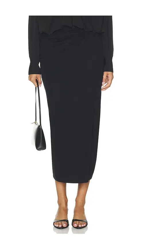 Vince Waist Draped Midi Skirt - Black