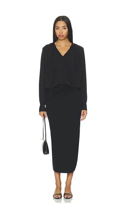 Vince Long Sleeve V Neck Bubble Top