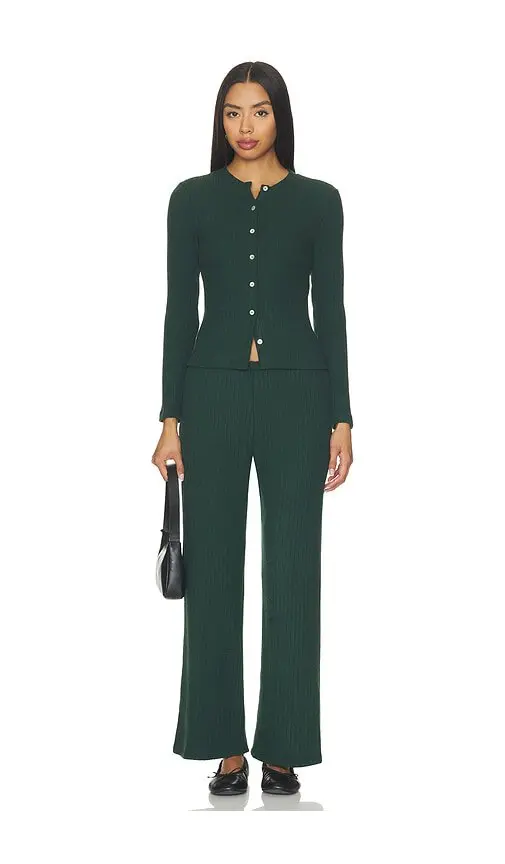 Donni. The Sweater Rib Cardigan In Dark Green