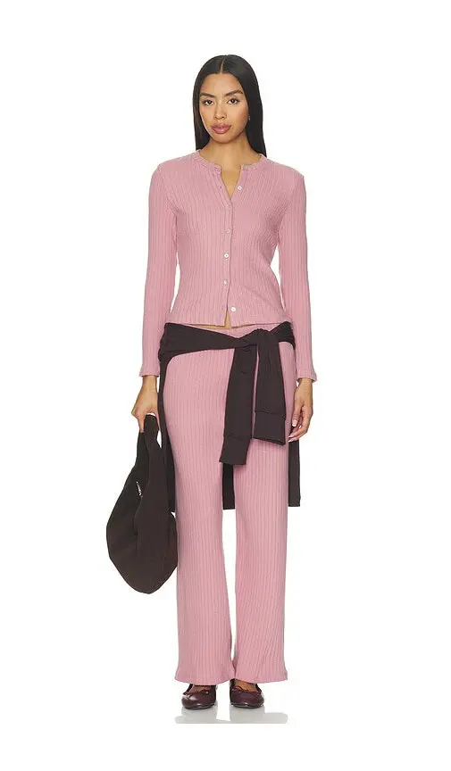Donni. The Sweater Rib Cardigan In Pink