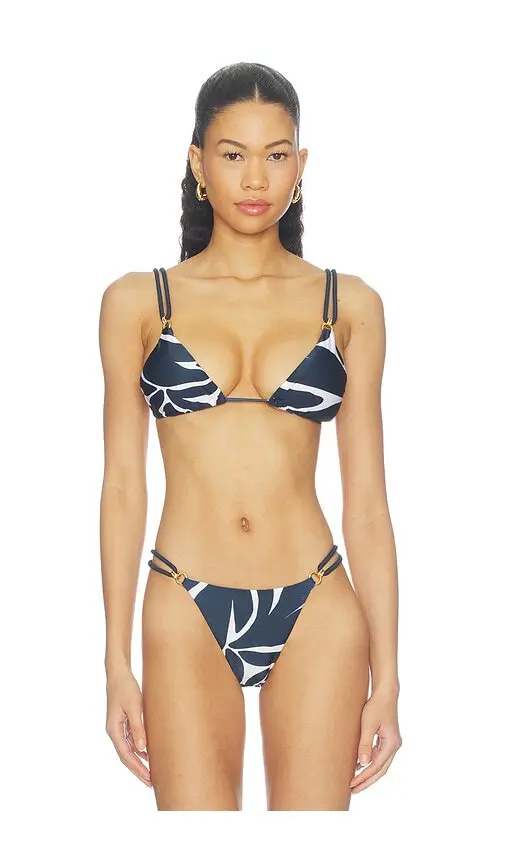 VIX PAULA HERMANNY Tesse Tri Parallel Bikini Top In Navy