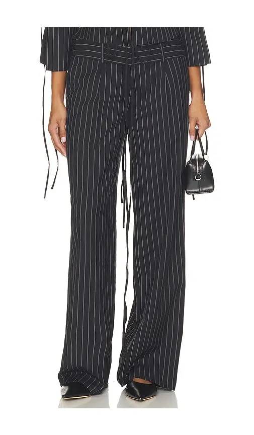 ANONIE Clarisse Pants In Black & White - Pinstripe