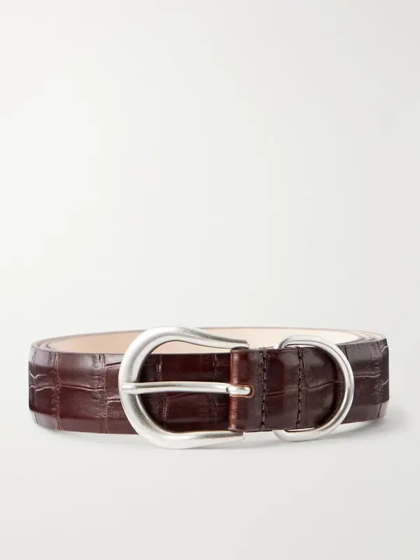 DEHANCHE Hollyhock 3cm Croc-effect Leather Belt - Brown