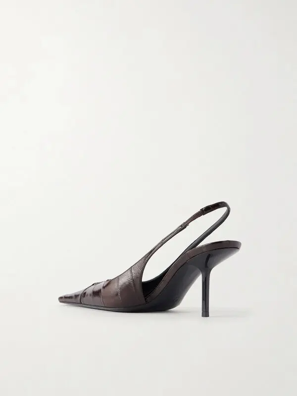 Saint Laurent Babylone 75 Logo-embellished Eel Slingback Pumps