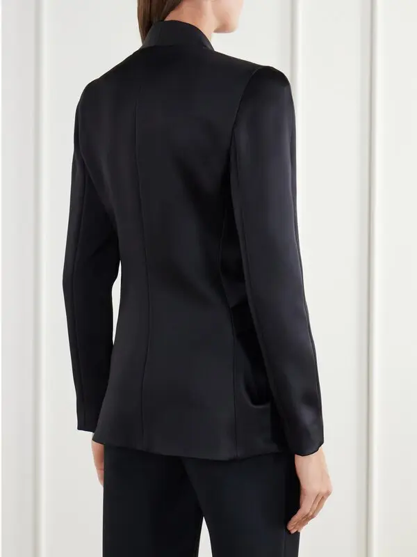 Balmain Tie-detailed Draped Satin-crepe Jacket