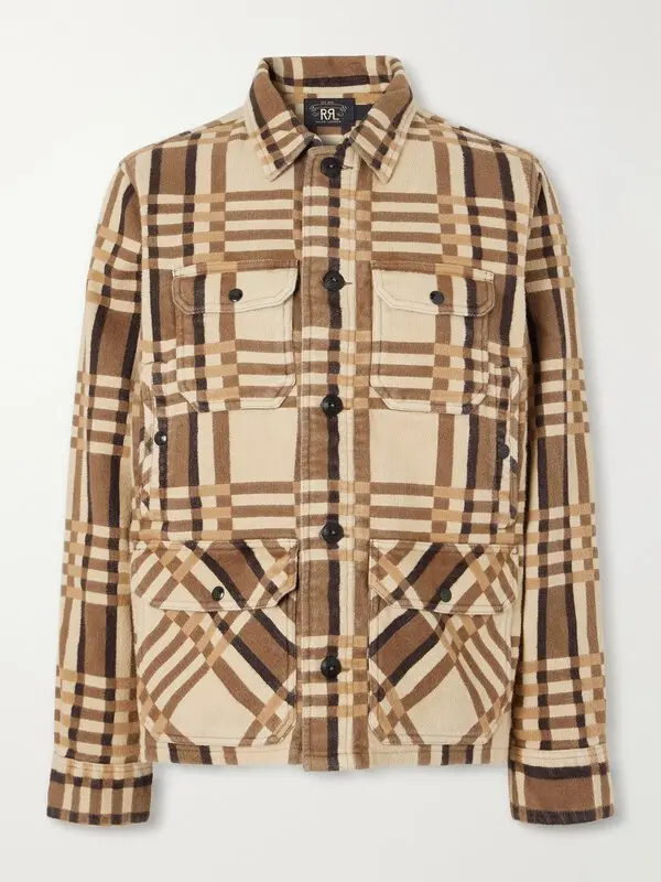 Ralph Lauren Checked Cotton-jacquard Shirt - Tan Plaid