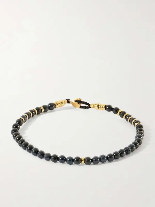 MIKIA Circle 4 Gold-plated Sterling Silver, Malachite And Apatite Beaded Bracelet