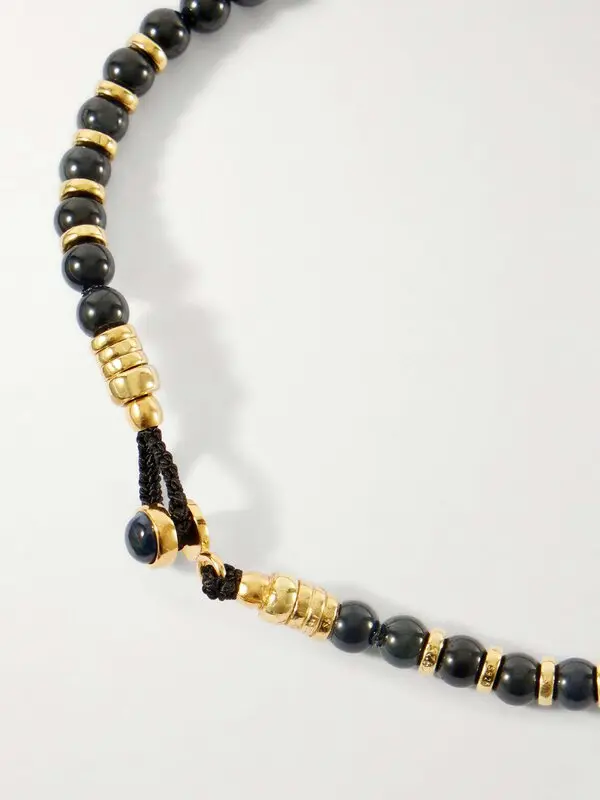 MIKIA Circle 4 Gold-plated Sterling Silver, Malachite And Apatite Beaded Bracelet