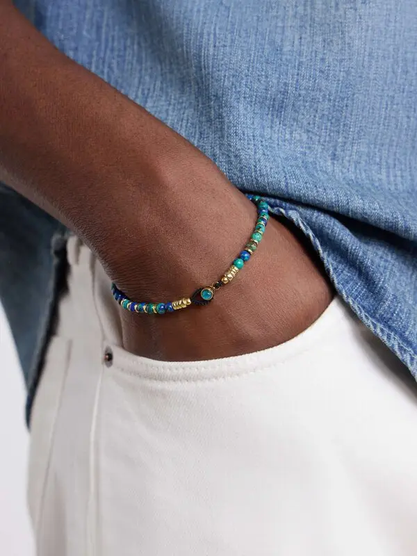 MIKIA Circle 4 Gold-plated Sterling Silver Sapphire Beaded Bracelet