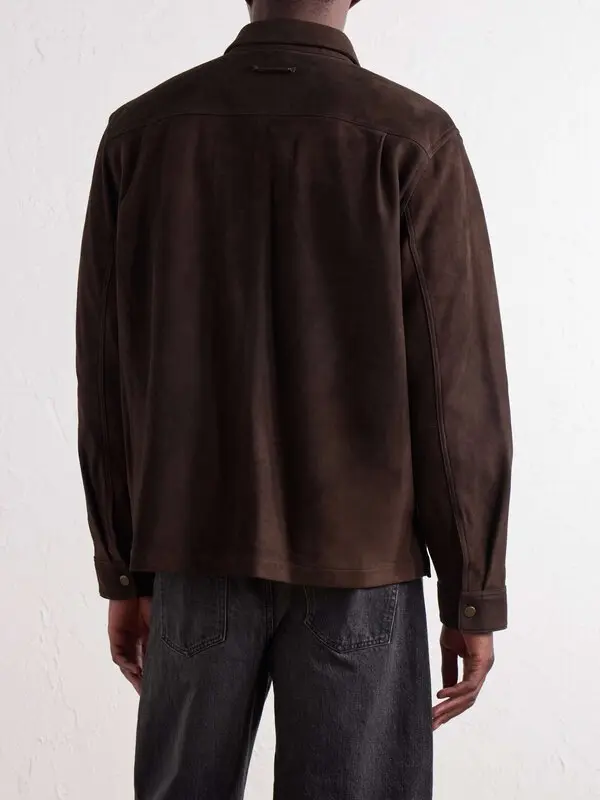 Aimé Leon Dore Logo-appliquéd Paneled Suede Overshirt