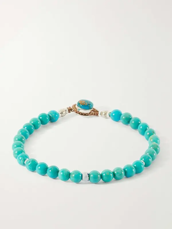 MIKIA Circle 8 Sterling Silver, Turquoise And Shell Beaded Bracelet - Blue
