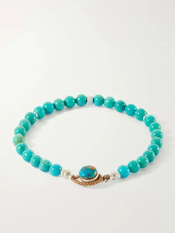 MIKIA Circle 8 Sterling Silver, Turquoise And Shell Beaded Bracelet