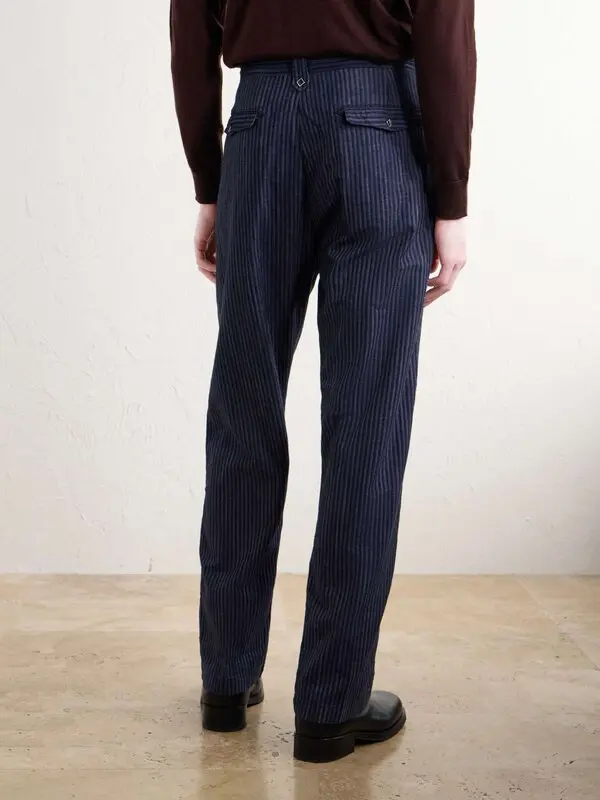 Ralph Lauren Straight-leg Striped Cotton-jacquard Broken-twill Trousers