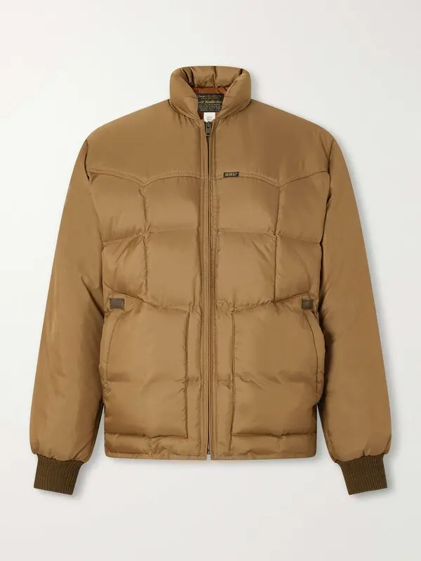 Ralph Lauren Leather-trimmed Quilted Shell Padded Bomber Jacket - Brown