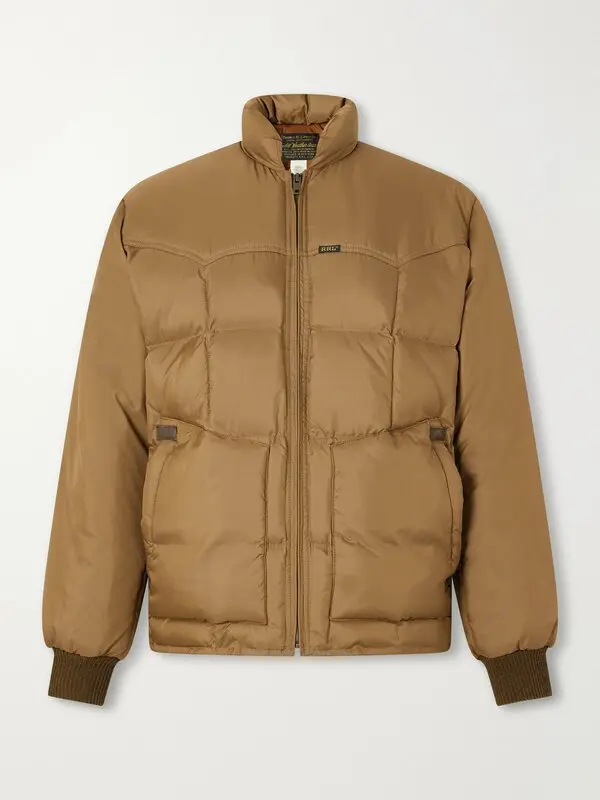 Ralph Lauren Leather-trimmed Quilted Shell Padded Bomber Jacket - Brown