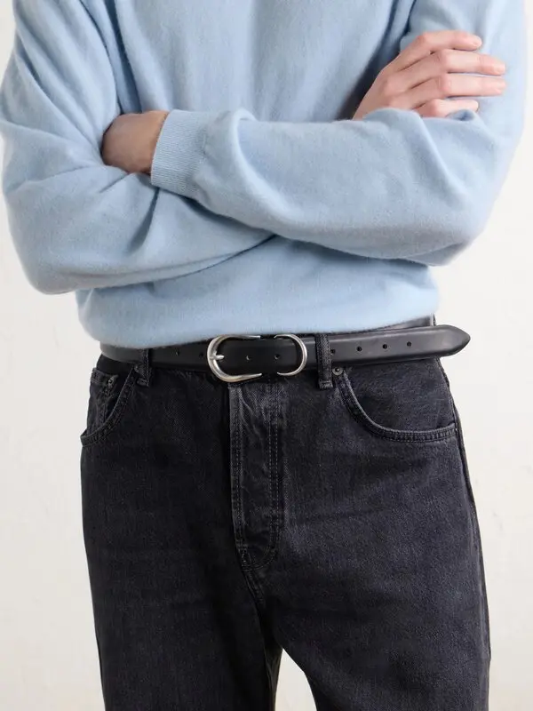 DEHANCHE 3cm Hollyhock Full-grain Leather Belt - Black