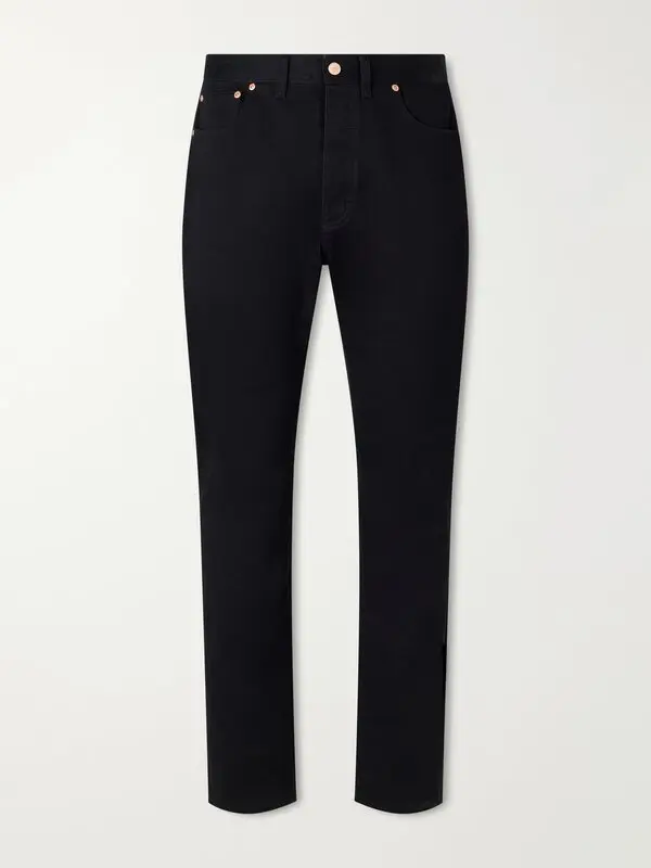 WYTHE Bedford Slim-leg Cotton-corduroy Trousers - Black