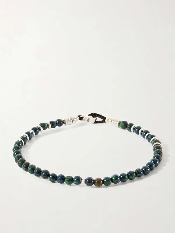 MIKIA Circle 4 Sterling Silver Multi-stone Beaded Bracelet - Blue