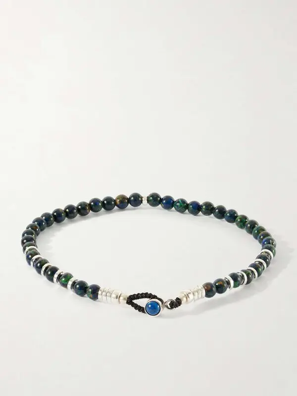 MIKIA Circle 4 Sterling Silver Multi-stone Beaded Bracelet