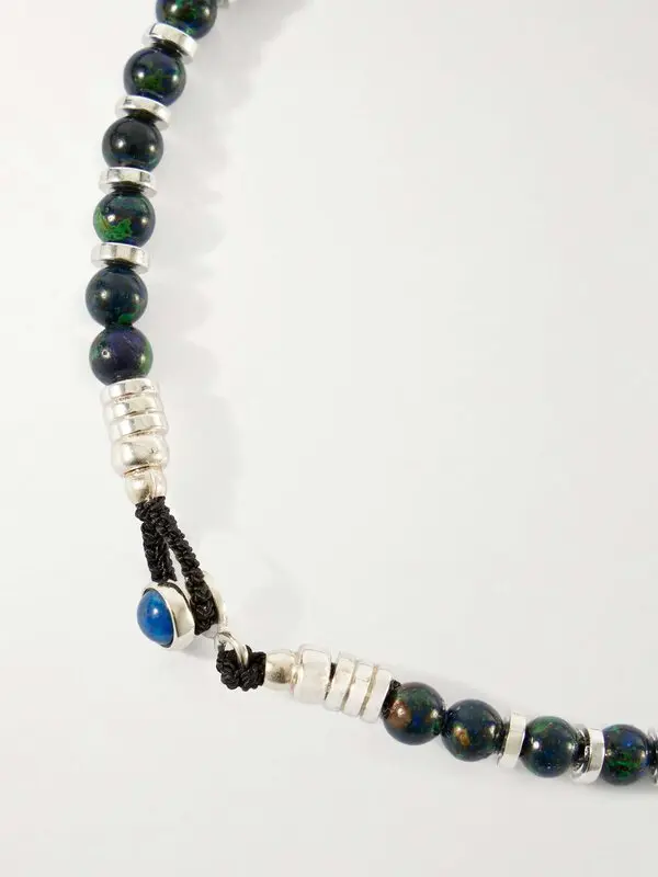 MIKIA Circle 4 Sterling Silver Multi-stone Beaded Bracelet