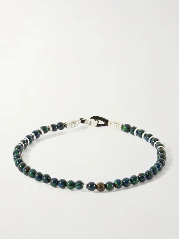 MIKIA Circle 4 Sterling Silver Multi-stone Beaded Bracelet - Blue