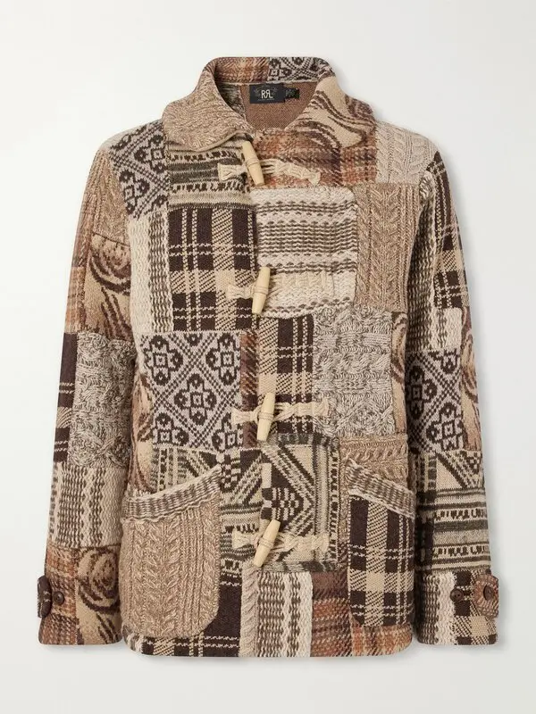 Ralph Lauren Shawl-collar Patchwork Wool-blend Cardigan - Brown