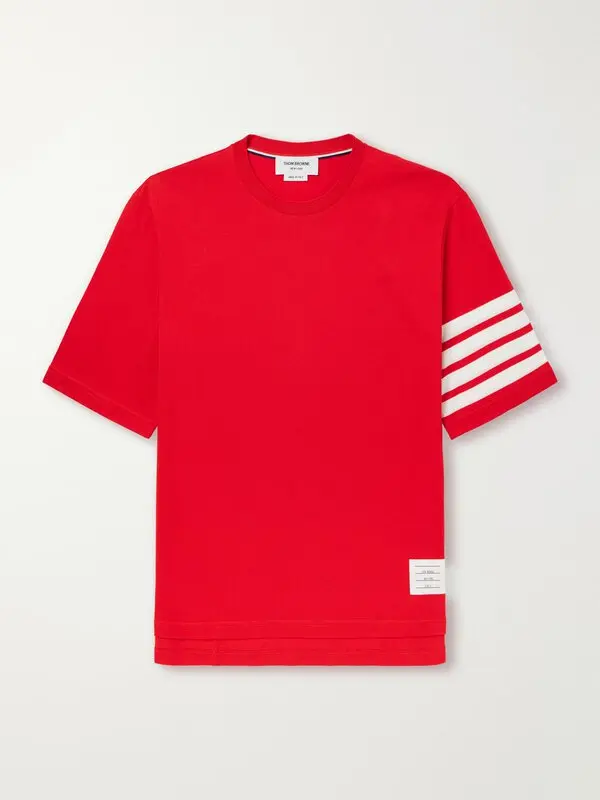 Thom Browne Logo-appliquéd Striped Cotton-jersey T-shirt