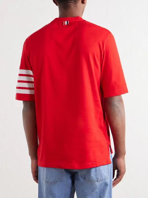 Thom Browne Logo-appliquéd Striped Cotton-jersey T-shirt